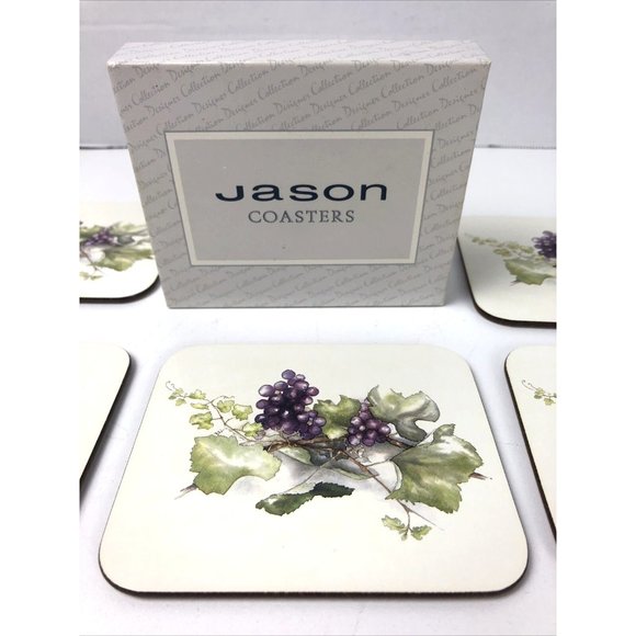Jason | Other | Vintage Jason Coasters 6 Wbox New Zealand Grapes Cork ...
